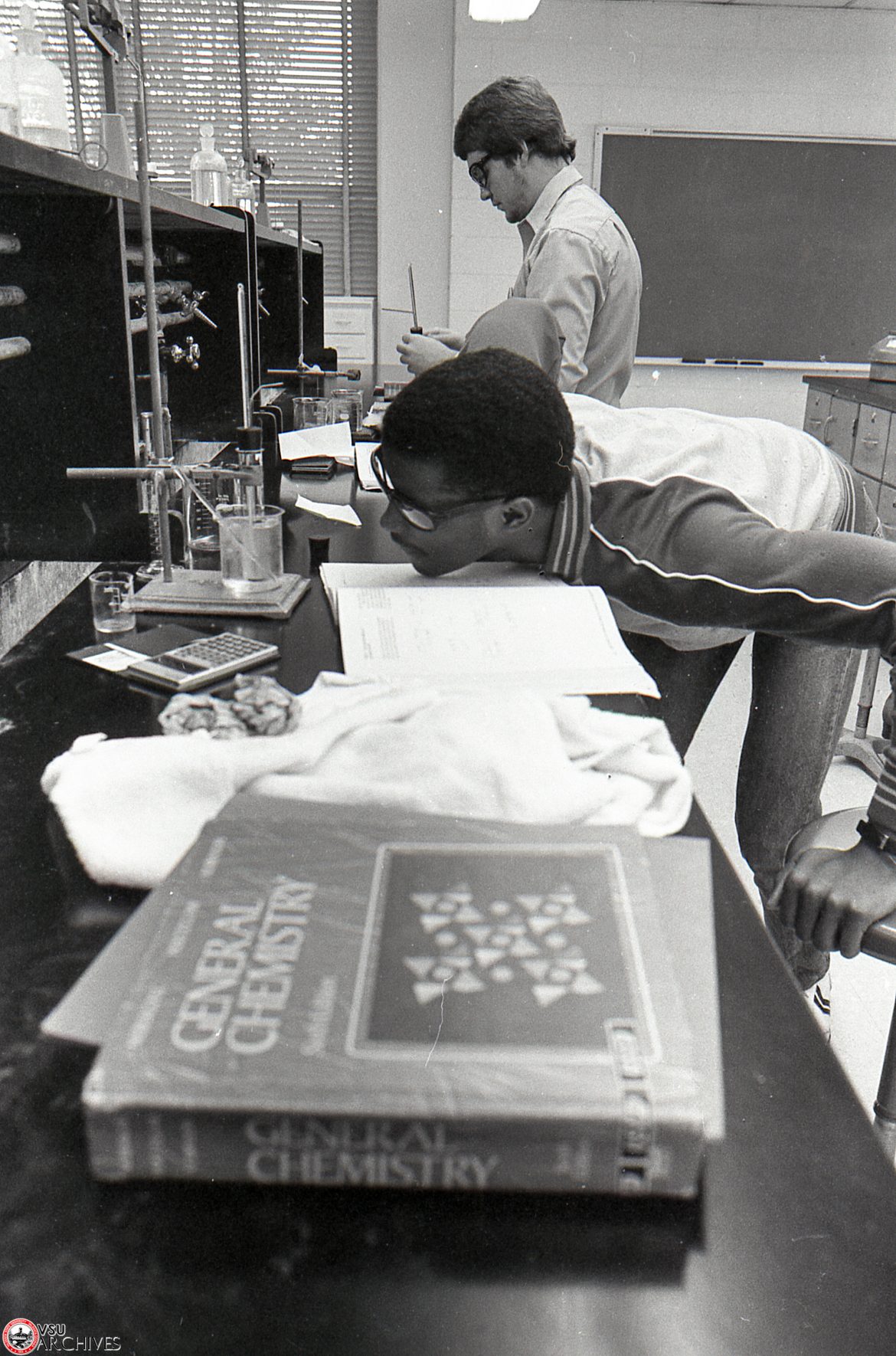 Spectator Negatives, 1980-1985: Nevins Hall staff and classroom; 4/7/83 ...